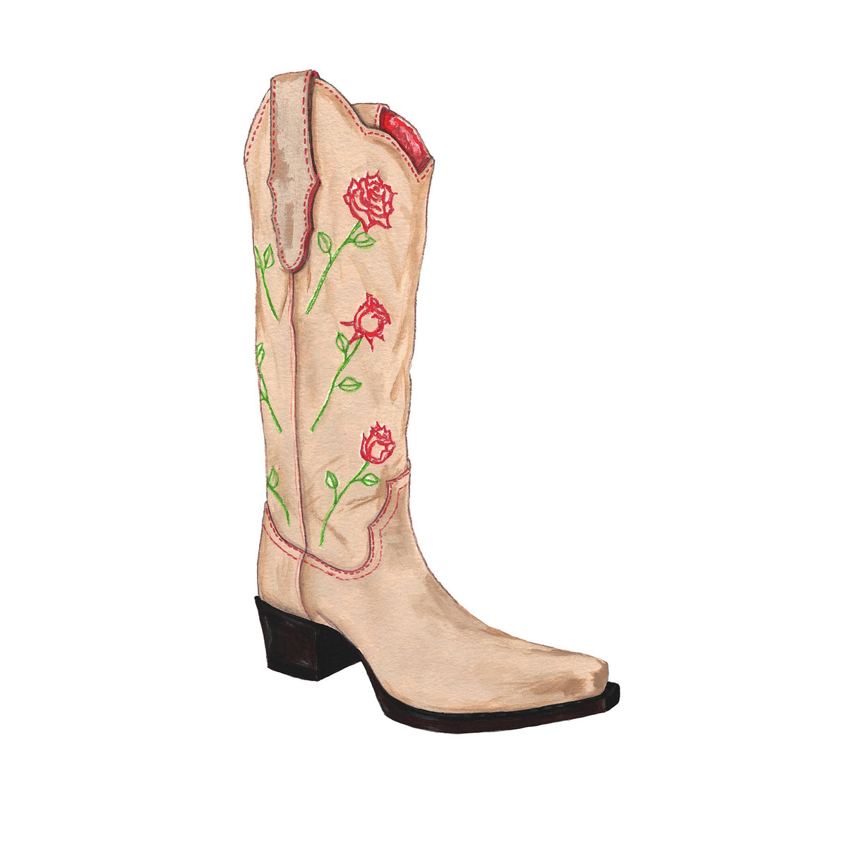 Red Rose Western Boots - The J. Peterman Company
