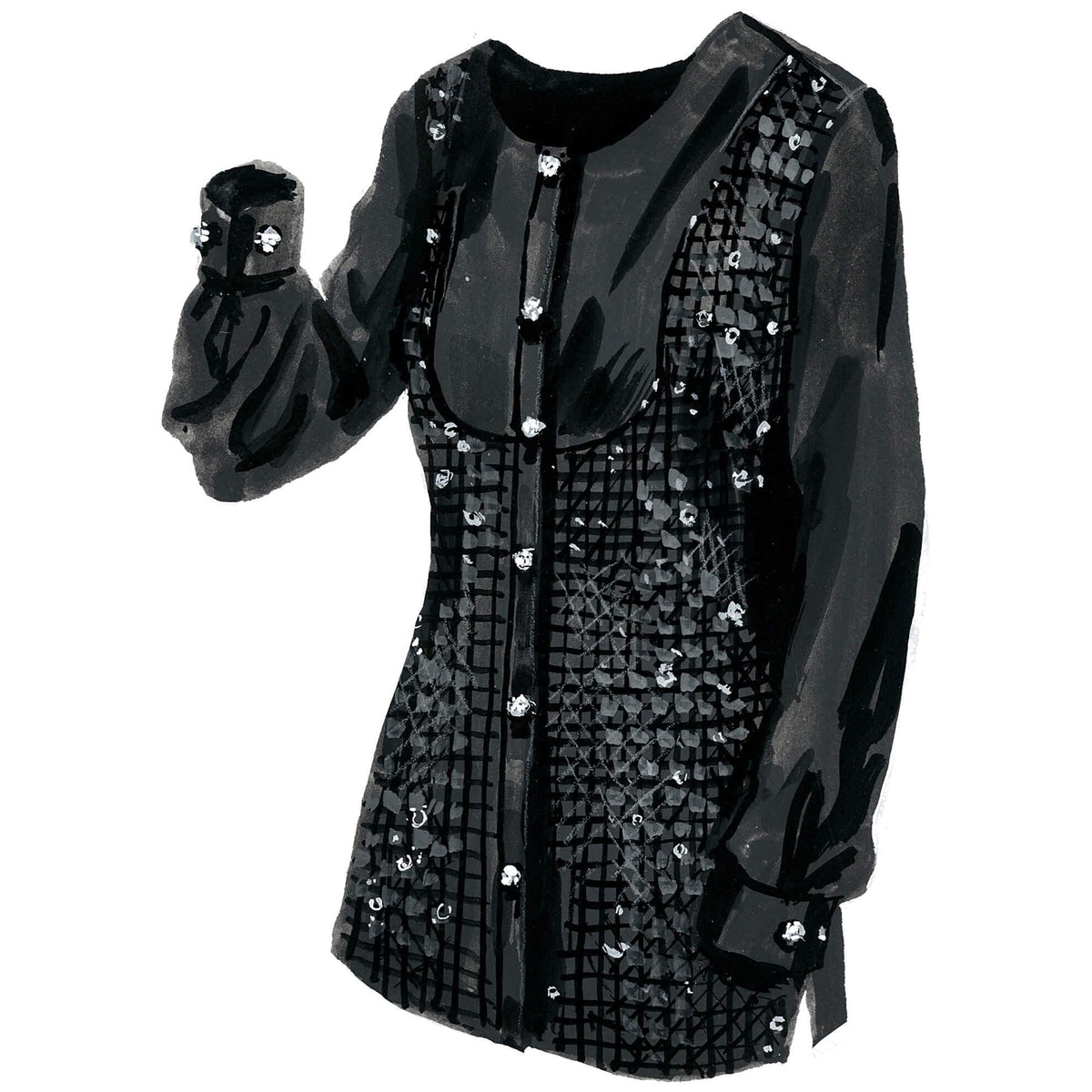 Sequin Bib-Front Blouse - The J. Peterman Company